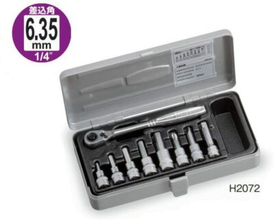 TONE 1/4"Drive 3-8 Hexagon Socket Wrench Set H2072 9 Tools JAPAN | eBay