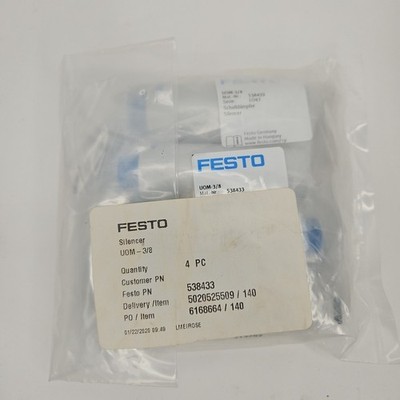 New FESTO 4 Pc 538433 UOM-3/8 Pneumatic Silencer Automation Accessory ...