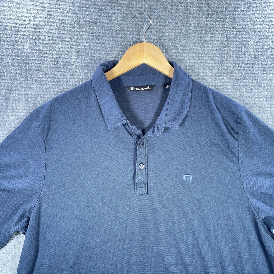 Travis Mathew Golf Polo Mens 2XL Blue Short Sleeve Performance Stretch ...