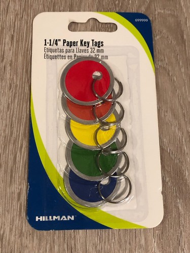 Hillman 1-1/4 in. Paper Key Tags Multicolor Labeling/ID Key Ring - Pack ...