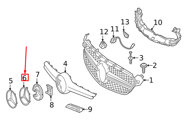 OEM Mercedes-Benz C W205 Radiator Grille Star Emblem Base A2058806406 ...