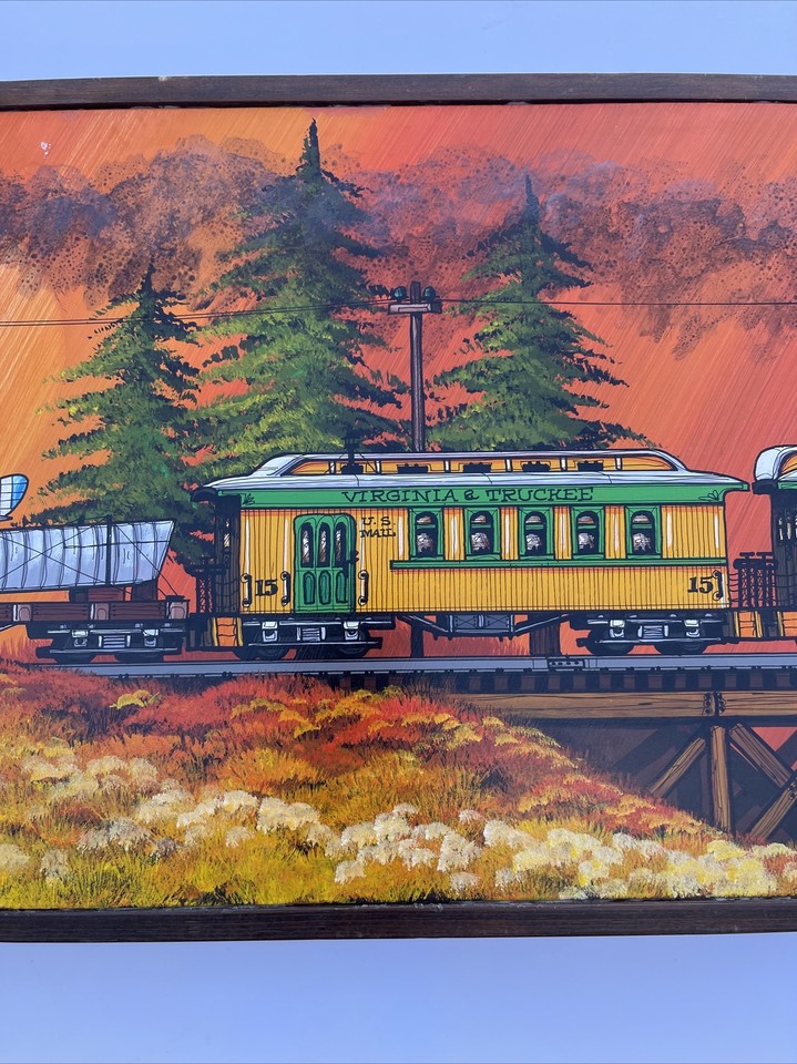 FRED BONN PAINTING LARGE AMERICAN LISTED REGIONALISM AVIATION RAILROAD ...