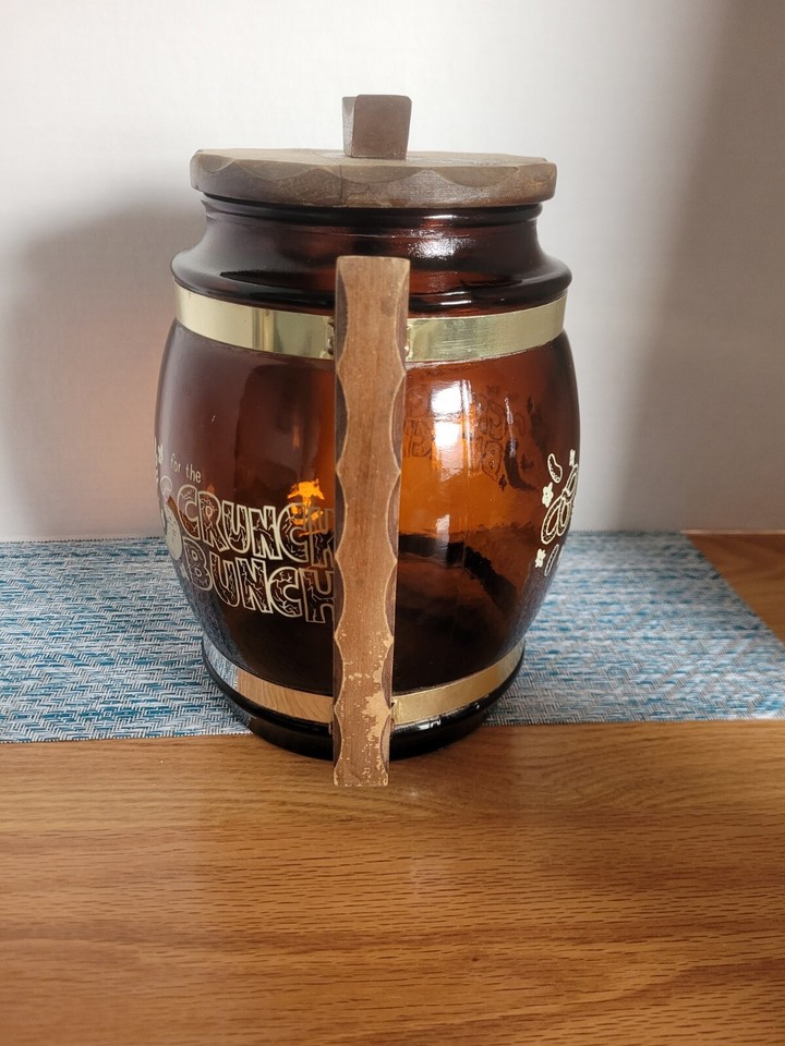 Vintage SIESTA WARE Glass Snack Cookie Jar Barrel With Lid DOUBLE ...