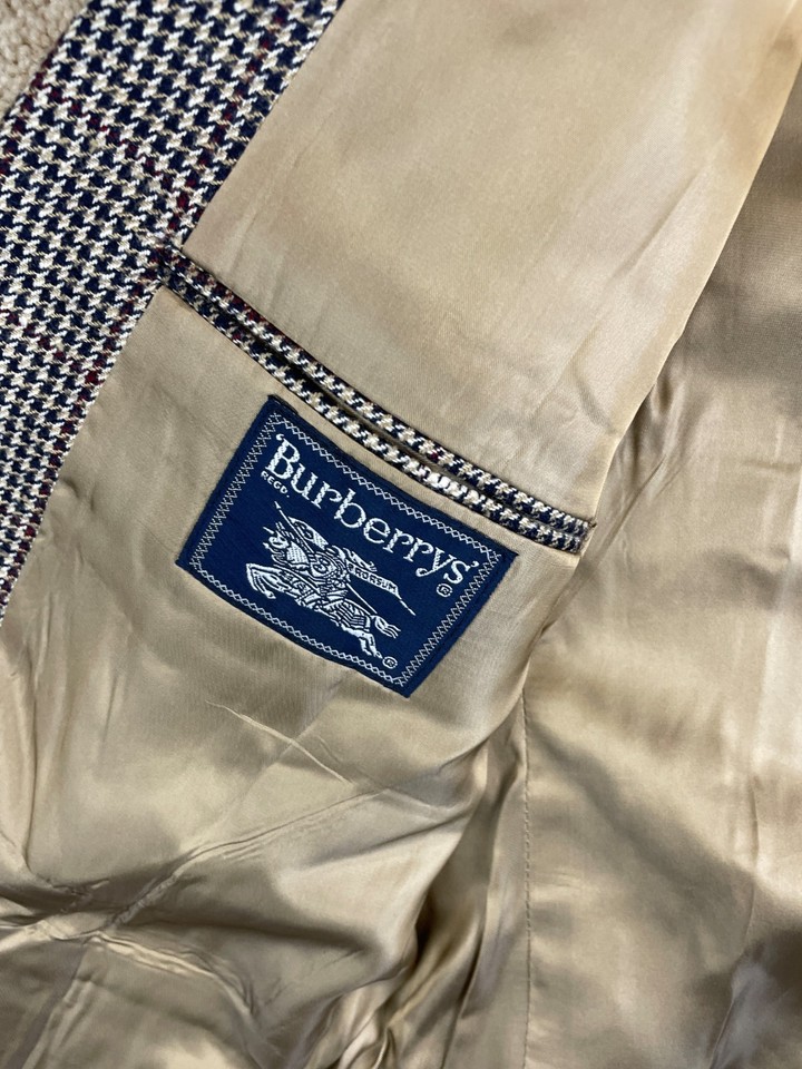 Vintage Burberry Blazer Mens Medium Private Edition Houndstooth Black ...