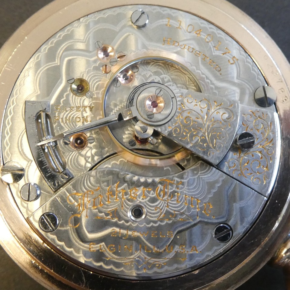 1905 Elgin FATHER TIME Railroad Grade 252 Pocket Watch 18s 21j WORKS ...