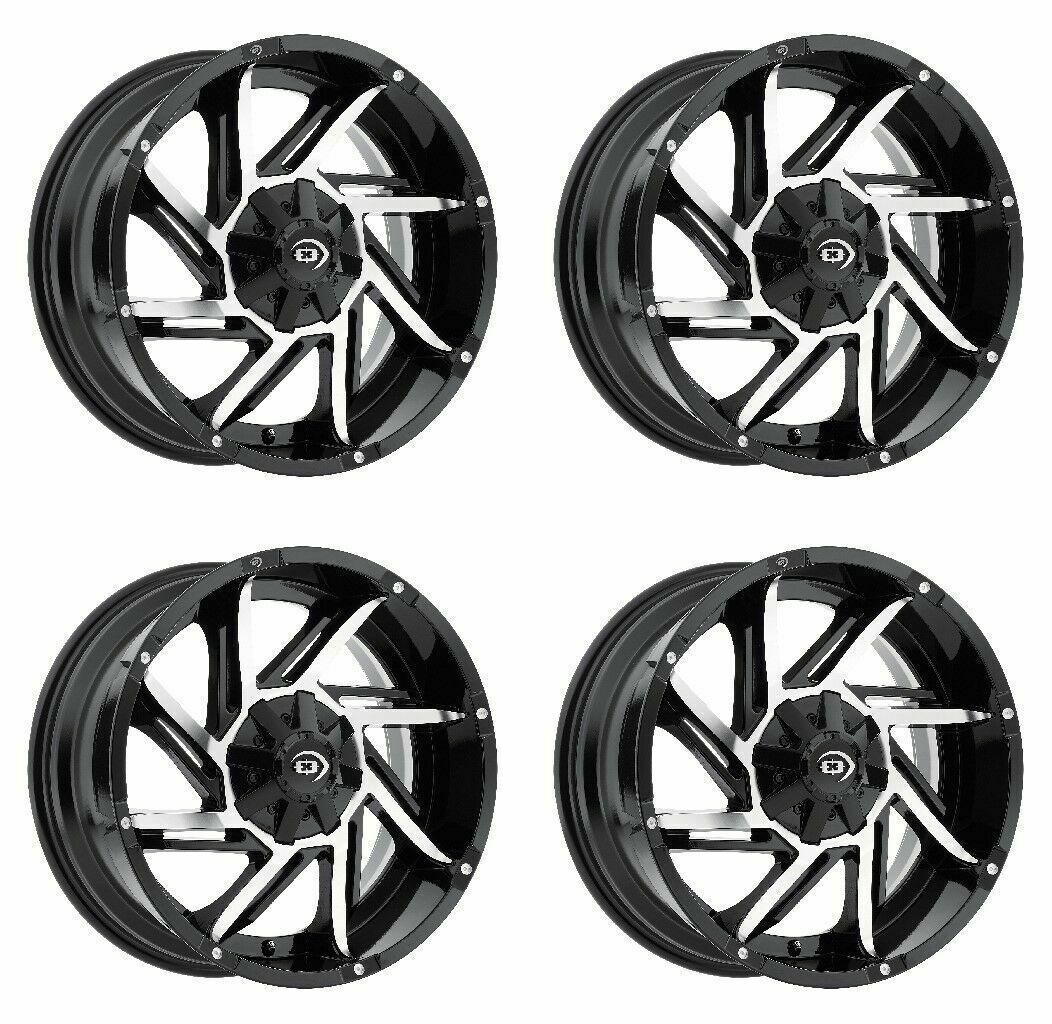 Set 4 17" Vision 422 Prowler Gloss Black Machined Face Wheels 17x9 6x5 ...