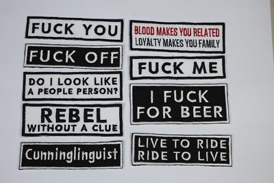EMBROIDERED IRON / SEW ON PATCH RUDE BIKER 9 DESIGNS **FREE POST* 01 ...