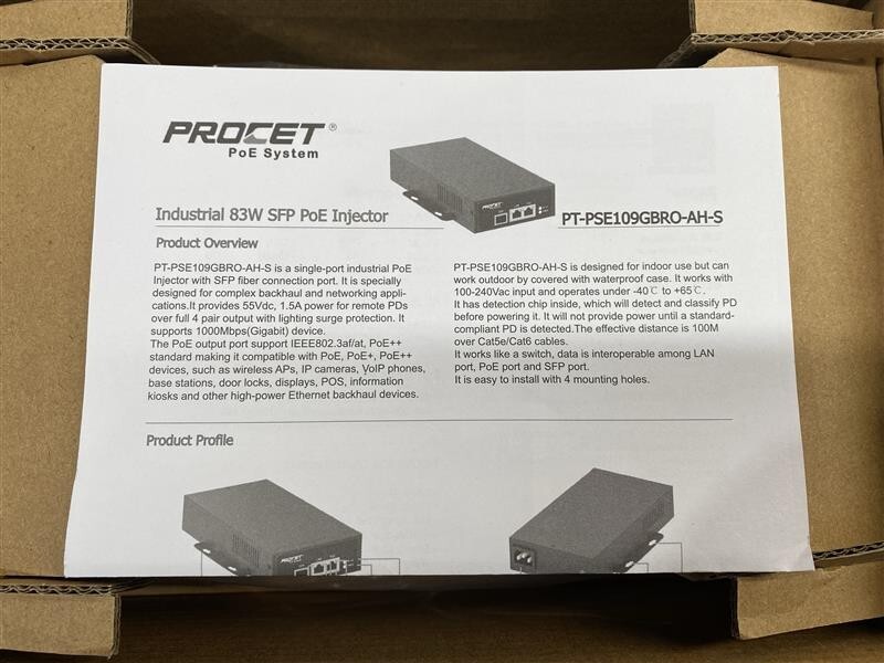 Procet PT-PSE109GBRO-AH-S 83W PoE Injector | eBay