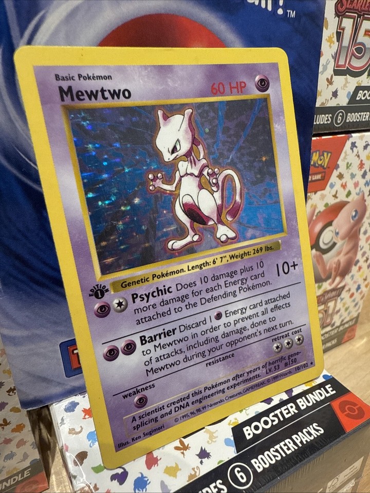 1999 First Edition Shadowless Base Set Mewtwo HOLO Pokémon Card 10/102 ...