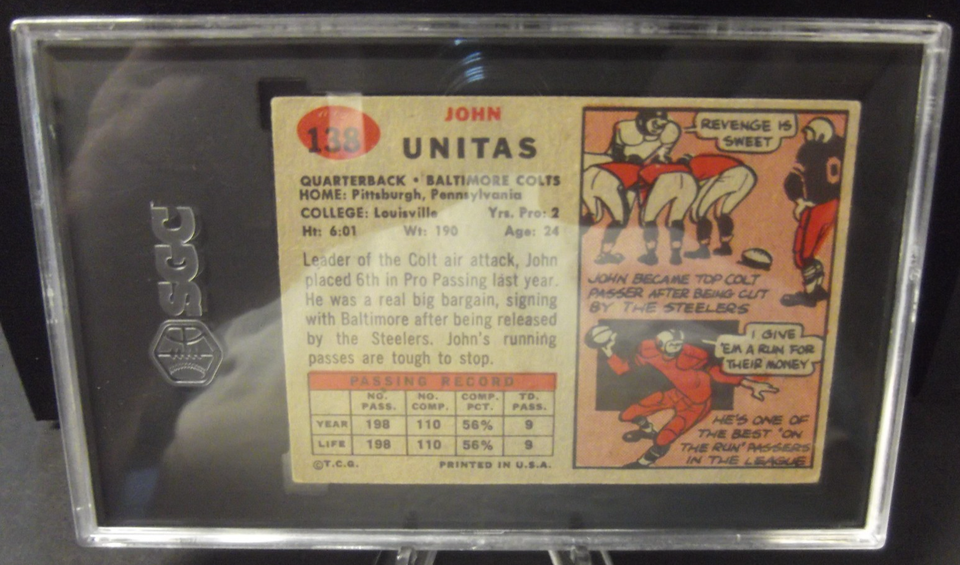 1957 Topps Football #138 John Johnny Unitas RC Rookie Card SGC 4 | eBay