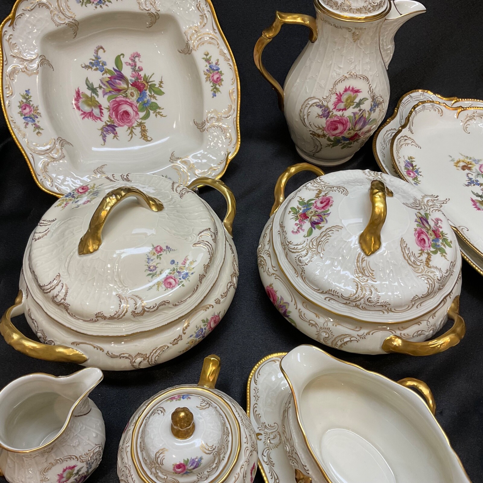Hand Painted German Dinnerware Service for 12 Rosenthal Diplomat 123 Pc ...
