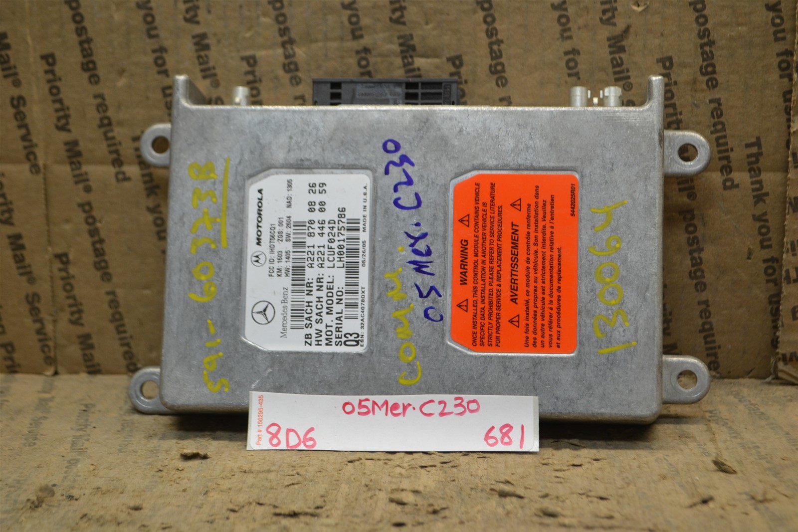 05-06 MERCEDES E55 CLS500 CLS55 MOTOROLA VOICE CONTROL LCUF024D MODULE ...