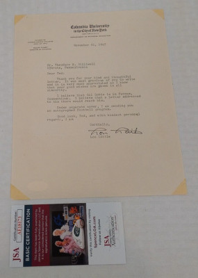 LOU LITTLE Autographed Signed 1947 Fan Typed Letter JSA Columbia ...