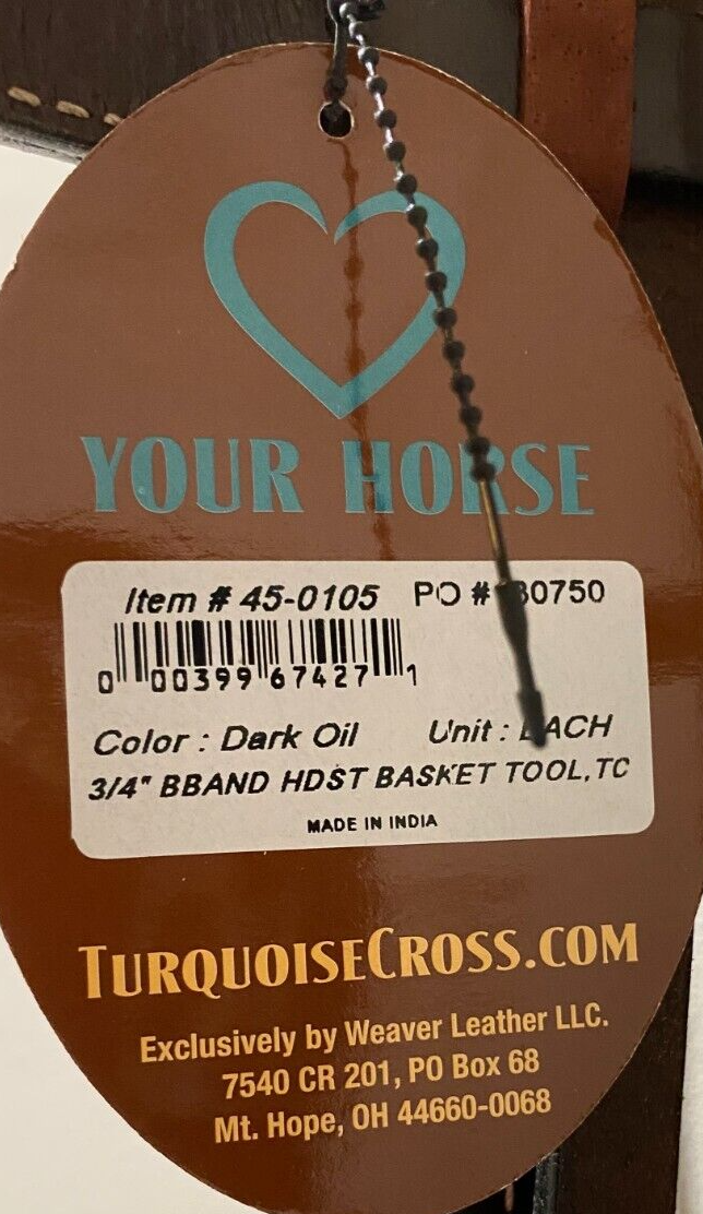 N/W/T WEAVER LEATHER TURQUOISE CROSS BASKET TOOL STUDDED DARK OIL ...