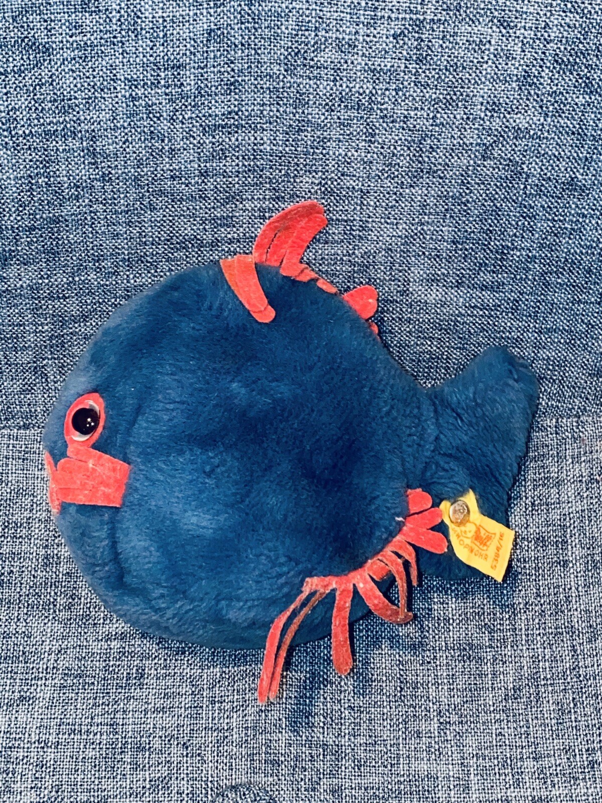 Steiff Blue Fish Stuffed Animal Vintage Button Fin Germany German Toy ...