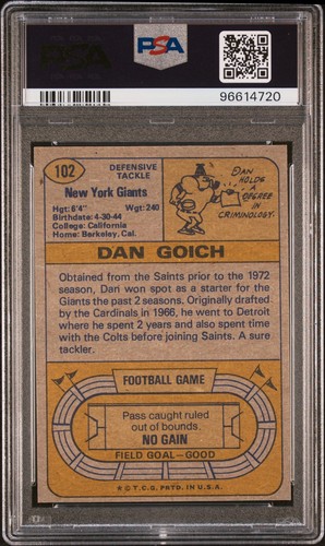 1974 TOPPS #102 DAN GOICH PSA 8 | eBay