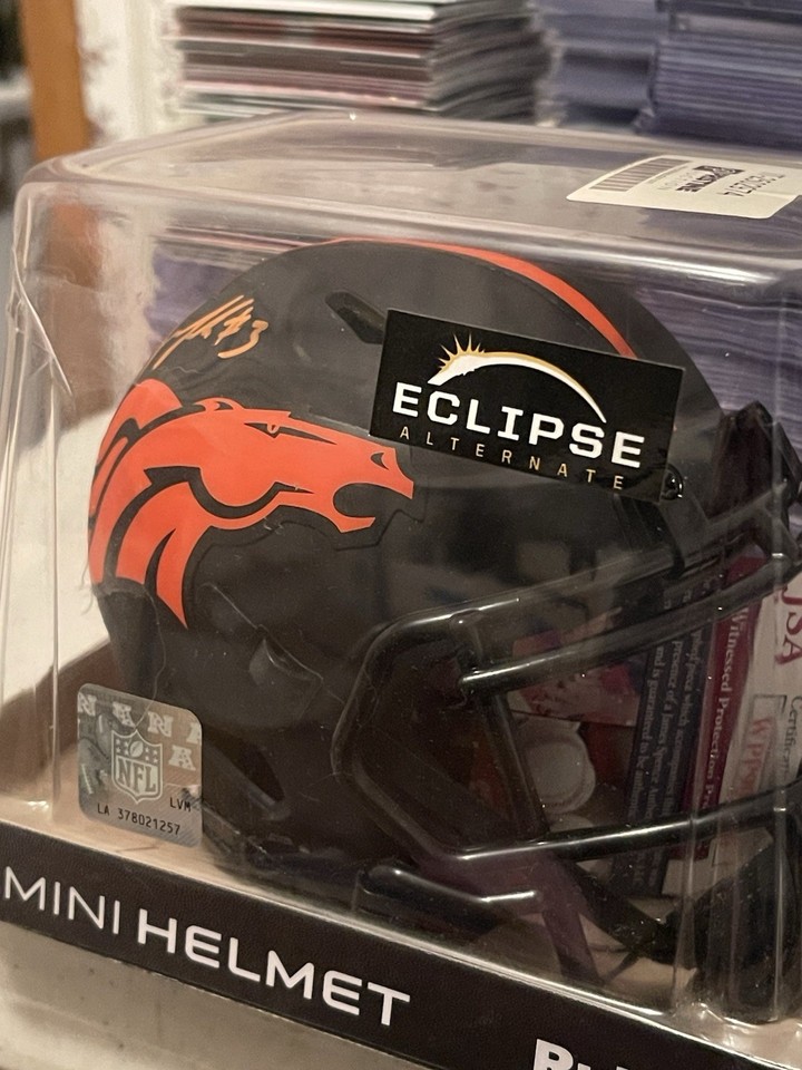 Drew Lock Signed Denver Broncos Eclipse Mini Helmet JSA Mile High Auto ...