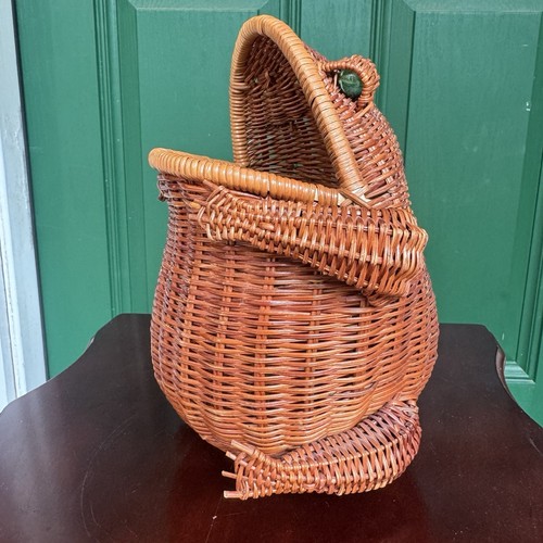 Vintage Mid Century Wicker Frog Marble Eyes Basket Planter Cottagecore ...