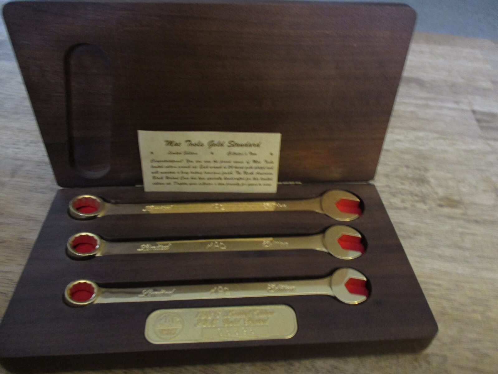 1986 MAC TOOLS 24K GOLD PLATED COMBINATION WRENCH SET #5595 | eBay