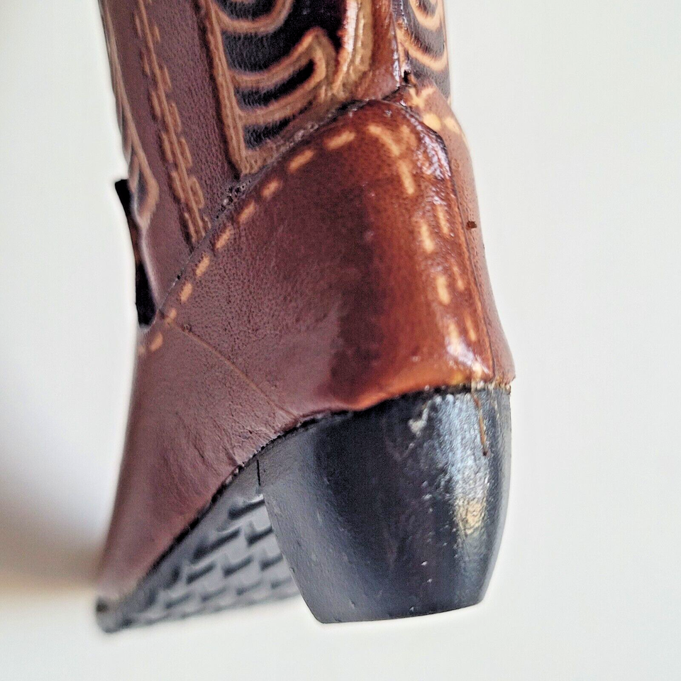 Cowboy Boot Leather Keychain Brown Handmade Ring Western Fob Key Ring ...