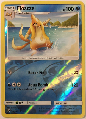 POKEMON FLOATZEL 23/73 SHINING LEGENDS UNCOMMON REVERSE HOLO NEAR MINT ...