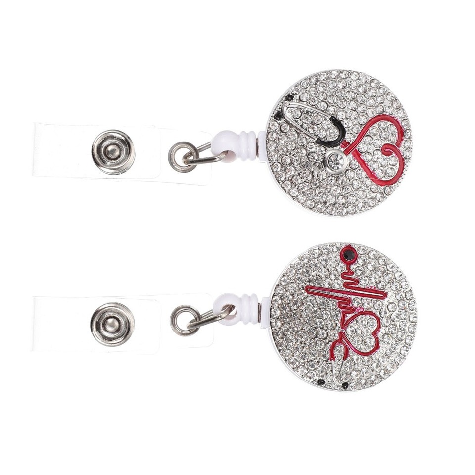 2Pcs Retractable Badge Reel Clip Key Chain Hanging Buckle Decorative ...