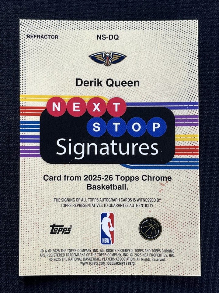 2025-26 Topps Chrome Derik Queen Silver Refractor Next Stop Signatures ...