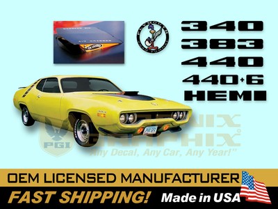 1971 Road Runner 340 383 440 440+6 HEMI Air Grabber COMPLETE Decal ...