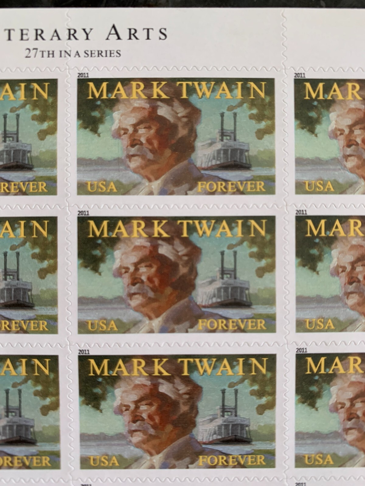 Scott 4545, A3474 2011 USPS, Mark Twain, Literary Arts, forever, sheet ...
