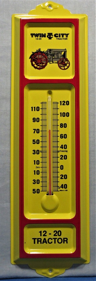 Twin City Farm Tractor ~ Embossed Tin Advertising Thermometer | eBay