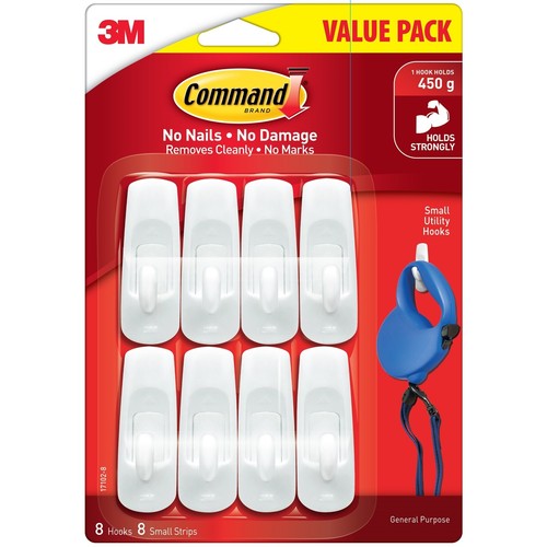 Command Small White Adhesive Hooks Value Pack - 8 Pack | eBay