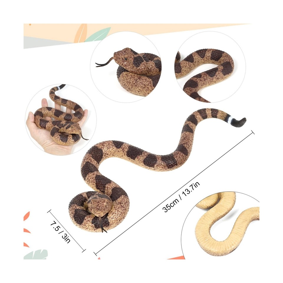 2Pcs Realistic Fake Snakes Toy Lifelike Rubber Rattlesnake Snake Scare ...