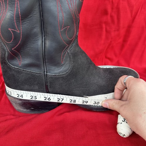 Size 12? Black/Red Roughout Leather Men’s Beck Handmade Cowboy Boots ...
