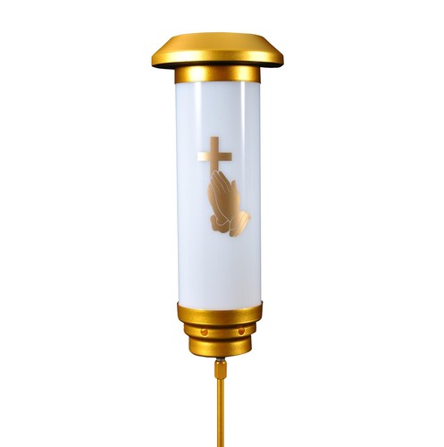 White Solar Praying Hands Cross Grave Stake Light - Anodized Gold ...