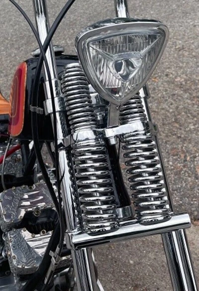 The Legendary Sugar Bear Springer Front End on a ‘76 Shovelhead Chopper