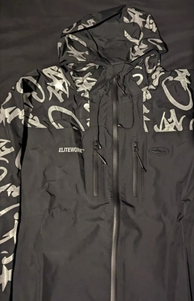 Corteiz CRTZ Black Elitework Waterproof Shell Jacket Size L 100% ...
