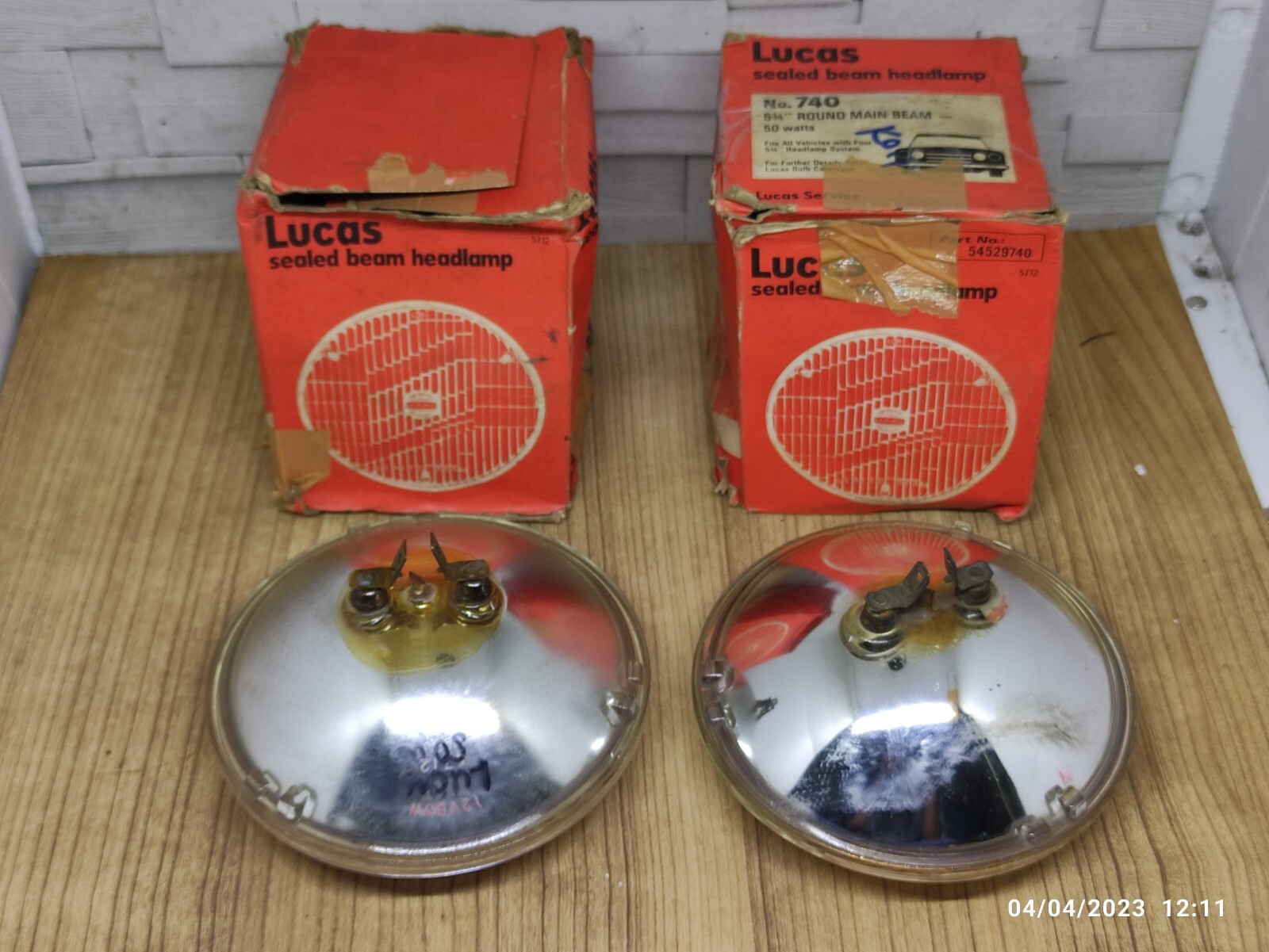 Headlight LUCAS 5 3/4 "Sealed Beam 12V 50W High Beam Only Pair (2) NOS ...