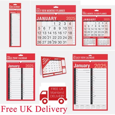 2025 Wall Calendar Slim Calender, A4 Large Month to View Planner ...