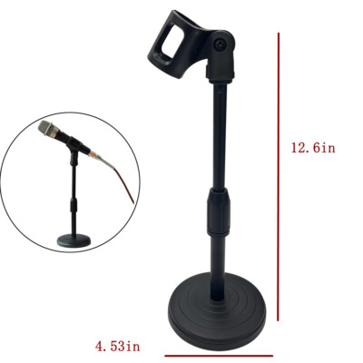 Round Base Adjustable Microphone Desk Stand with Mic Clip Microphone ...