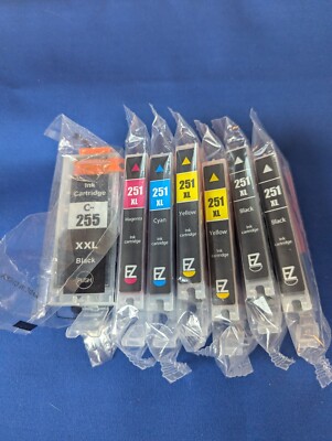 Canon Pixma Printer Ink C255 XXL Black 251 XL Black 251 XL Yellow Cyan ...
