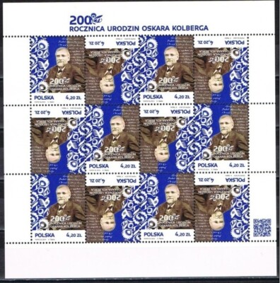 Poland 2014. Oskar Kolberg. Composer. Musician. Mi 4660. Mini Sheet ...