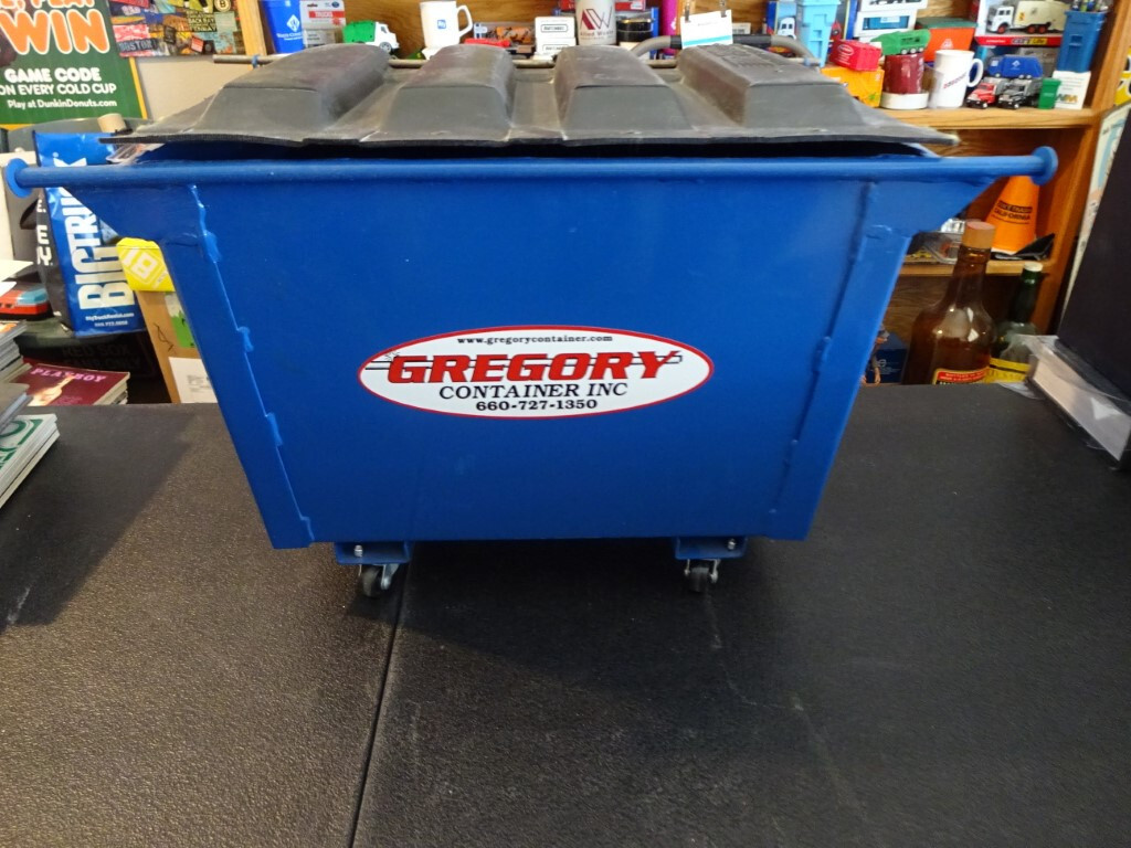 GREGORY CONTAINER COMPANY BLUE REAR LOAD GARBAGE TRUCK DUMPSTER ON ...