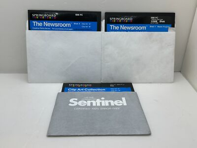Springboard 5.25 Floppy Disk (3) The Newsroom / Clip Art Collection IBM ...