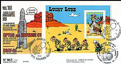 V161L-T2: 2003 "ARIANE Vol 161 Optus and Defense C1, BSAT-2c" bloc ...