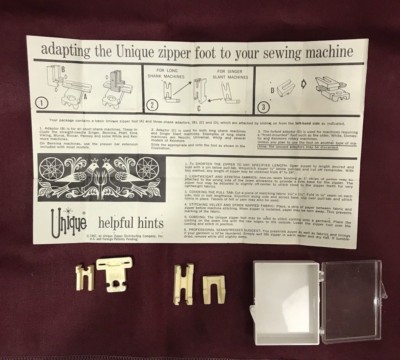 Vintage Unique Zipper Foot for Unique Invisible Zippers 1967 | eBay