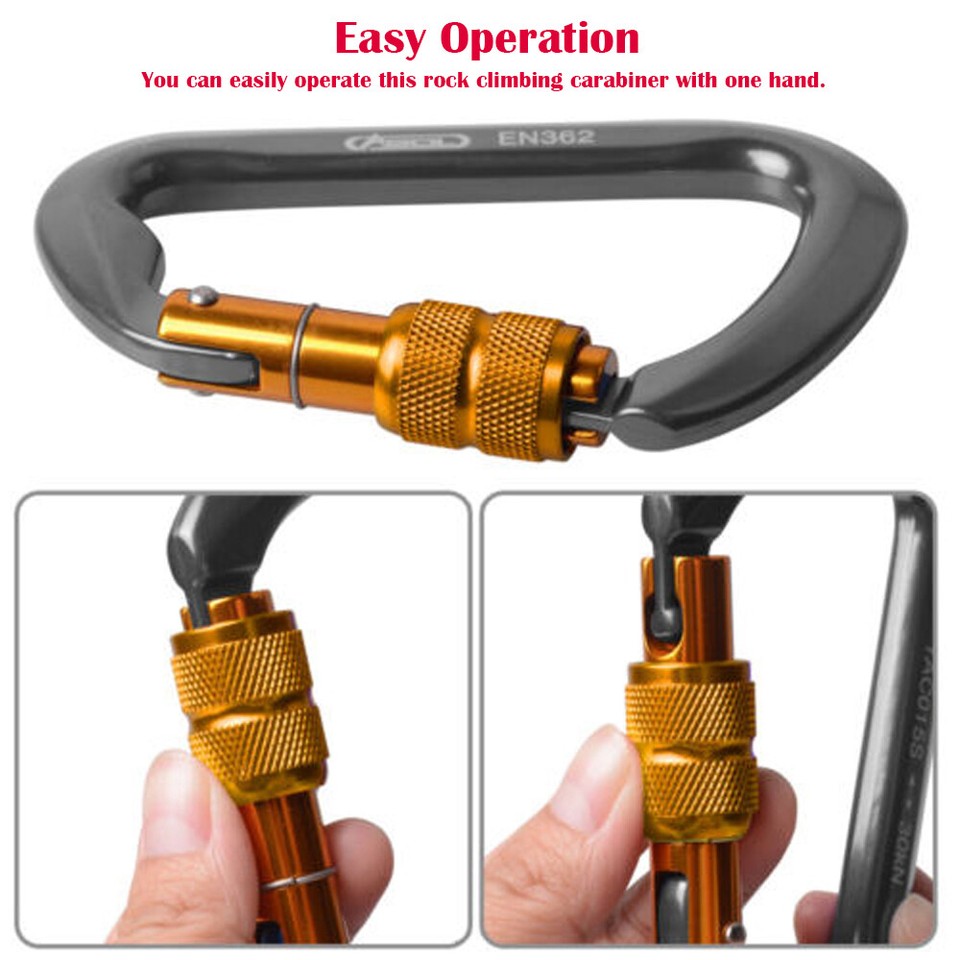 30KN Rock Climbing Carabiner Locking Clip Heavy Duty Tree Arborist ...