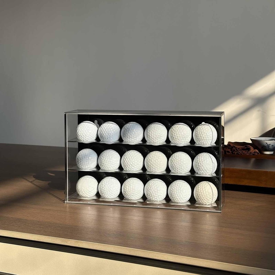 Golf Ball Display Case Clear Showcase Holds 18 Balls Cabinet Rack Gift ...