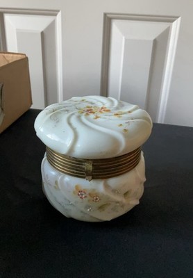 Antique Wavecrest Swirl Hand Painted Floral Dresser Box 4.5" Hinged ...