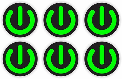 6x (1 inch) POWER BUTTON On Off Funny Mini Vinyl Hard Hat RC Car ...
