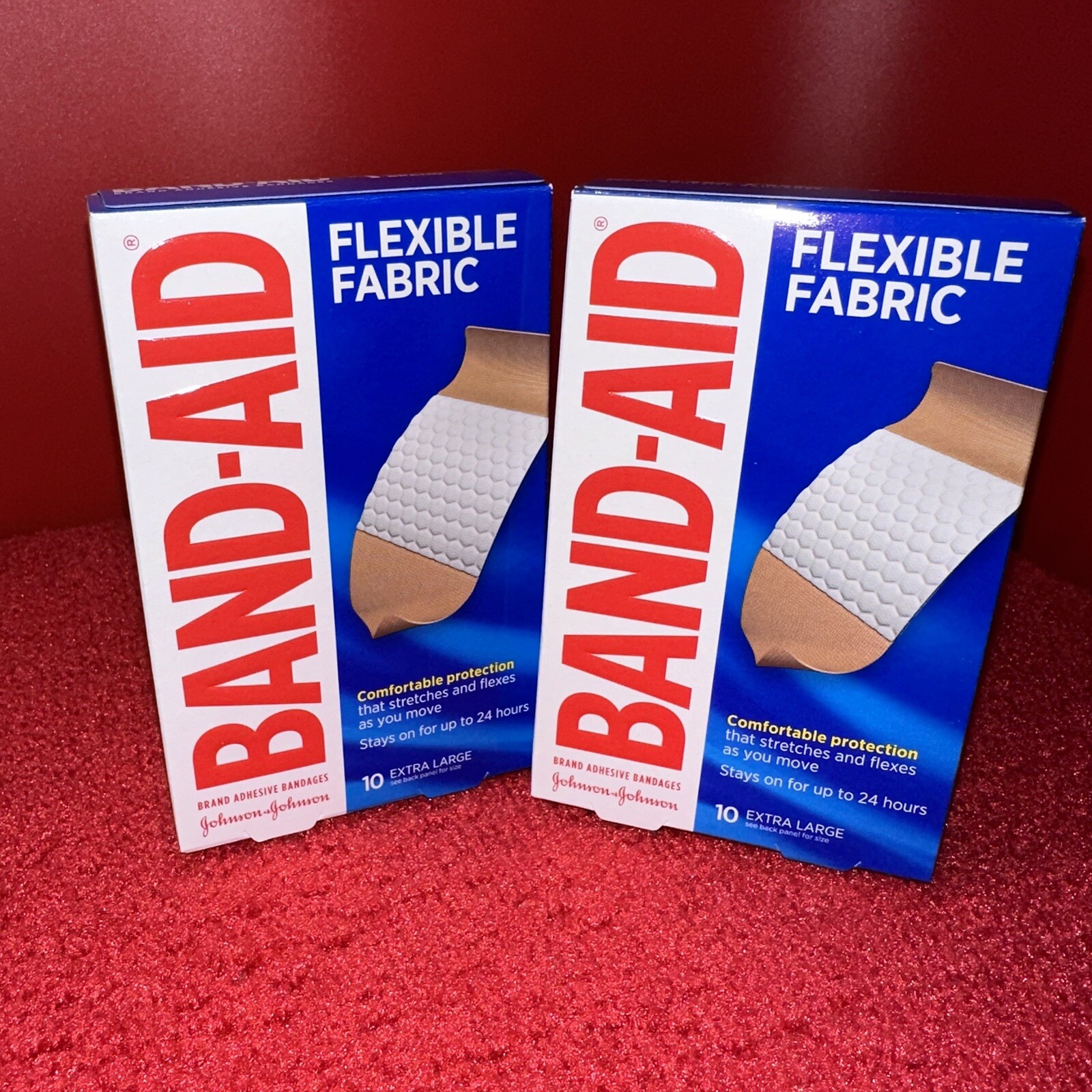 2 PACK EXTRA LARGE BAND-AID BRAND ADHESIVE BANDAGES FLEXIBLE FABRIC 10 ...